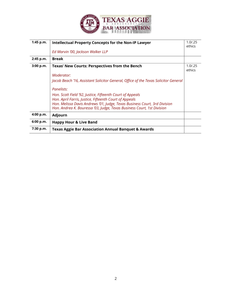 Annual Conference - Texas Aggie Bar Association | Aggie Values in Practice